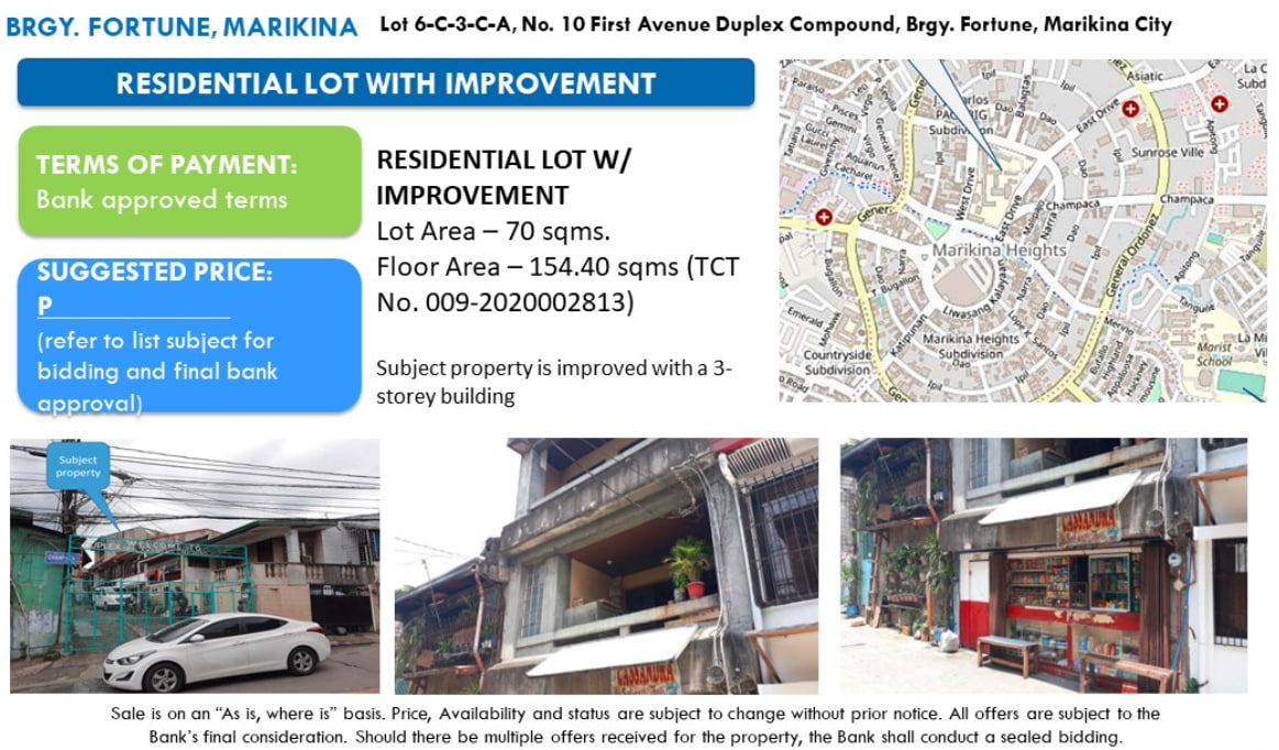 Foreclosed House And Lot For Sale in Brgy. Fortune, Marikina City ...